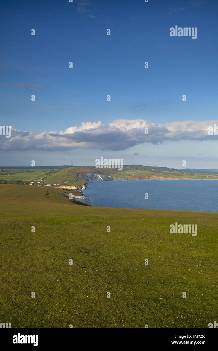 View of Compton Bay, Compton Chine and Compton Down from Tennyson Down ...