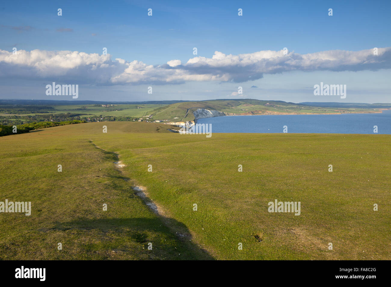 View of Compton Bay, Compton Chine and Compton Down from Tennyson Down ...