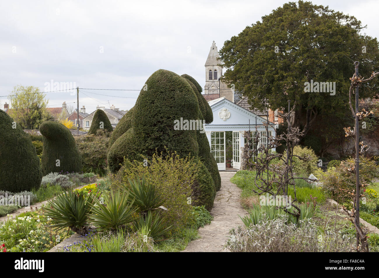 Topiary on the Yew Walk and the Conservatory at The Courts Garden ...