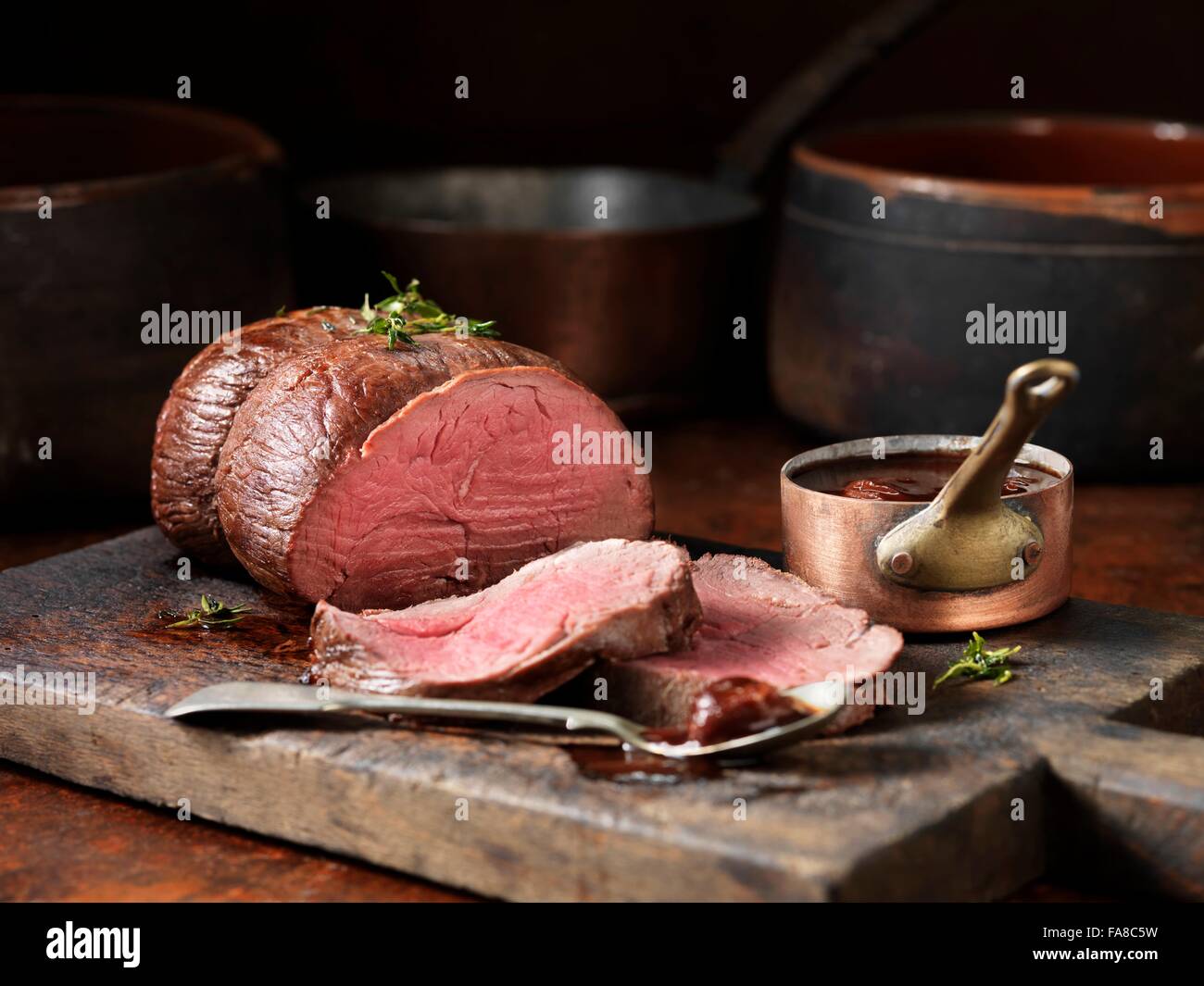 Venison Rump with Pickled Cherry Sauce Stock Photo - Alamy