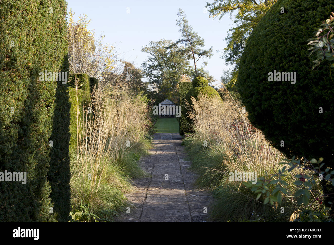 The Temple Walk with the Temple beyond at The Courts Garden, Wiltshire ...