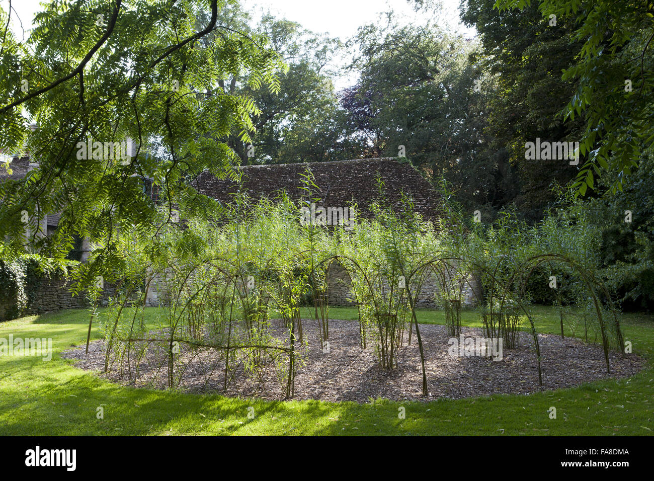 Woven willow circle at Lacock Abbey, Wiltshire, in June Stock Photo - Alamy