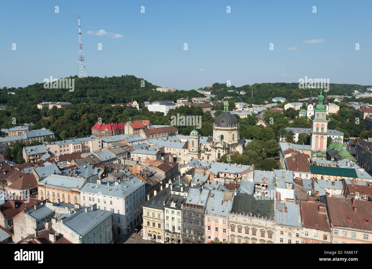 Downtown of Lviv. View from City Tower to the North-East Stock Photo ...