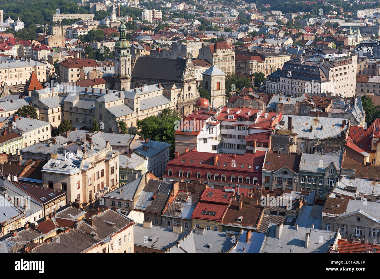 Downtown of Lviv. View from City Tower to the South-East Stock Photo ...