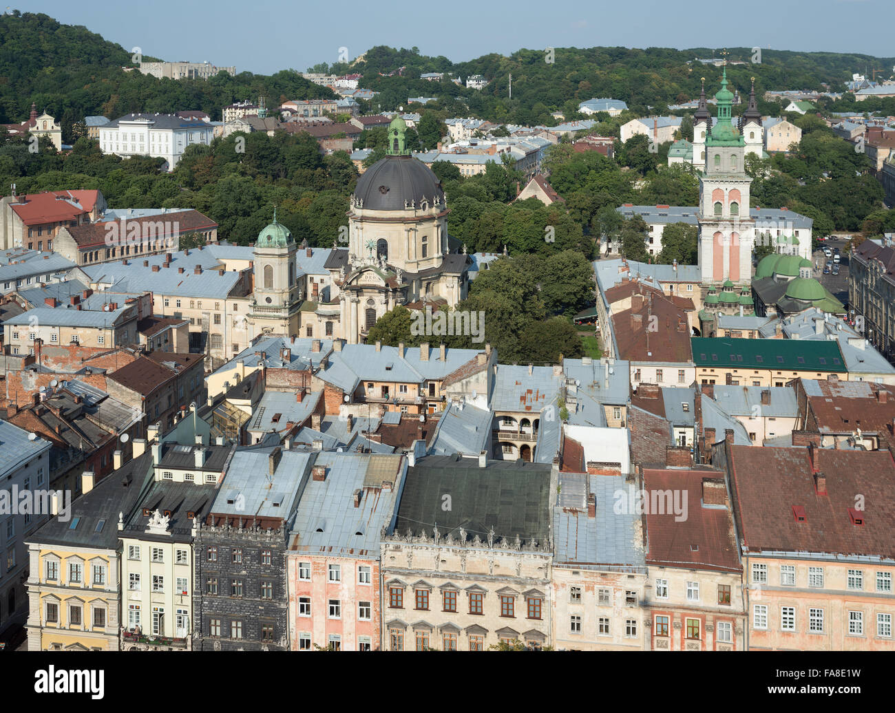 Downtown of Lviv. View from City Tower to the East Stock Photo - Alamy