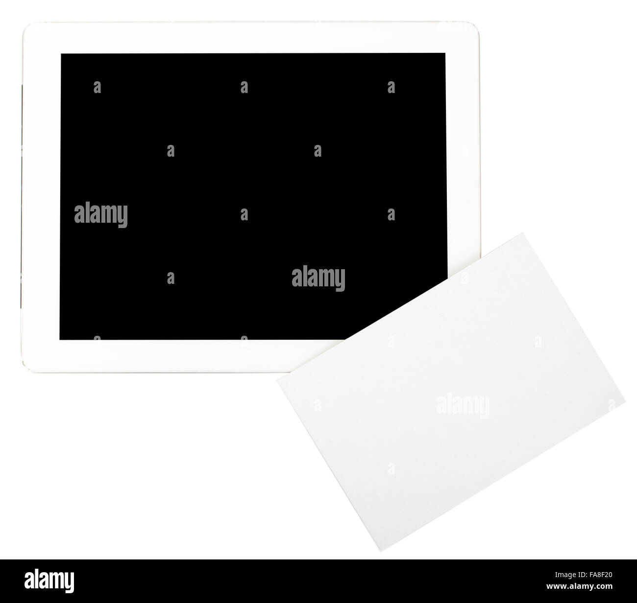 Tablet with blank card Stock Photo - Alamy
