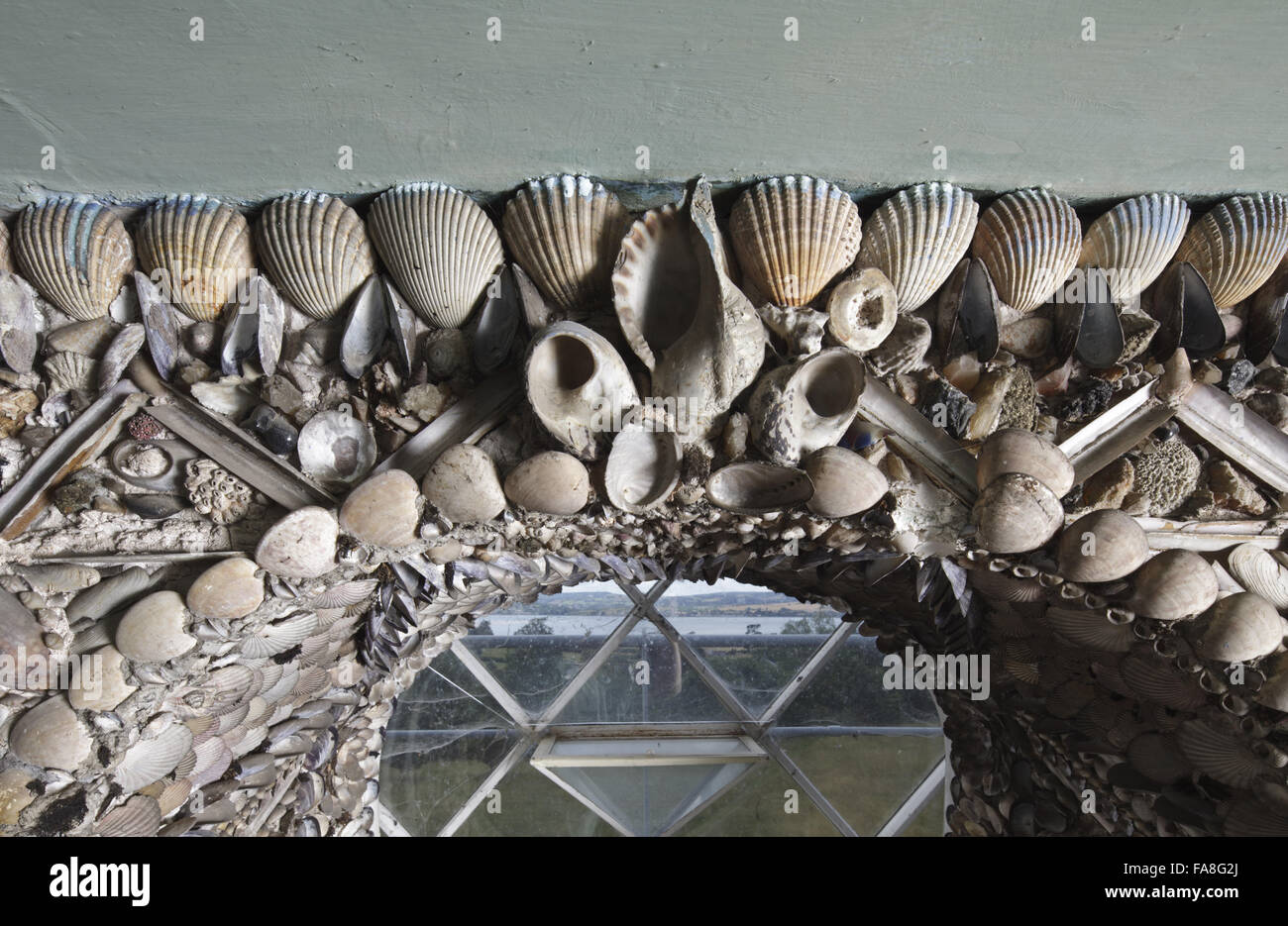 Detail of part of the decoration in bay four of the Shell Gallery at A ...