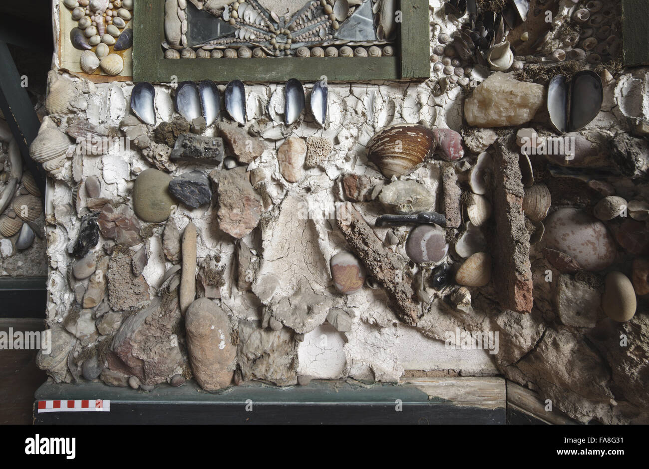 Detail of part of the decoration in bay four of the Shell Gallery at A ...