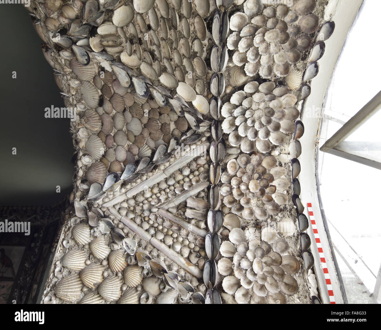 Detail of part of the decoration in bay four of the Shell Gallery at A ...