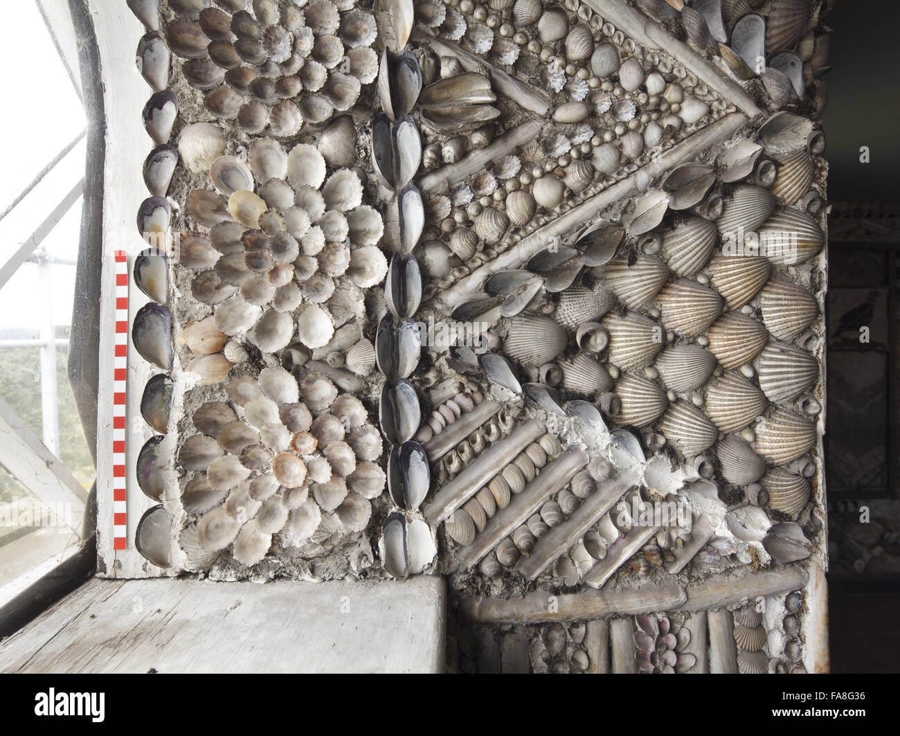 Detail of part of the decoration in bay four of the Shell Gallery at A ...