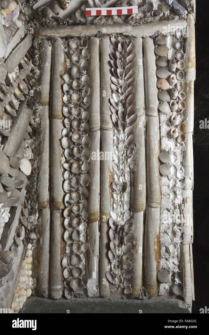 Detail of part of the decoration in bay four of the Shell Gallery at A ...