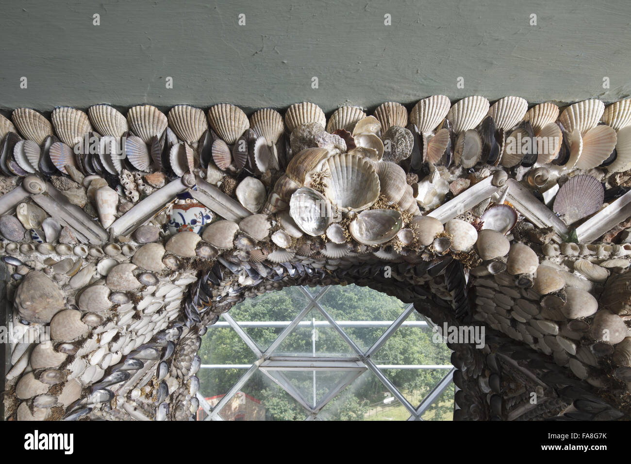 Detail of part of the decoration in bay one of the Shell Gallery at A ...