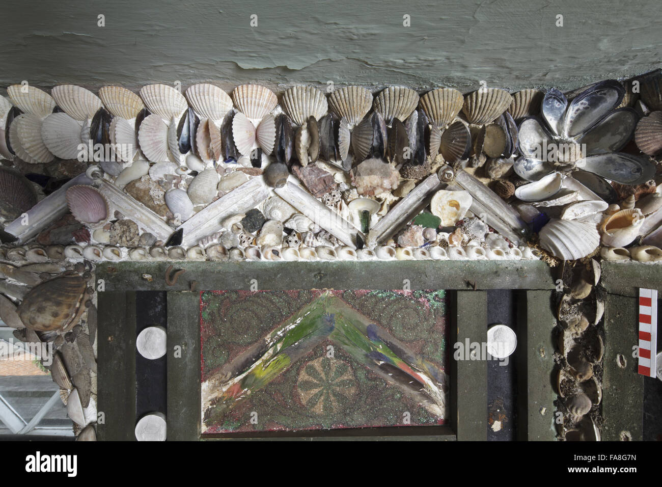 Detail of part of the decoration in bay one of the Shell Gallery at A ...