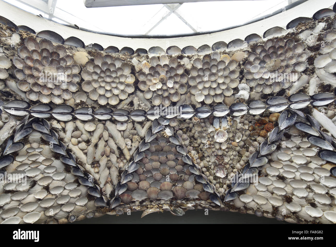 Detail of part of the decoration in bay one of the Shell Gallery at A ...