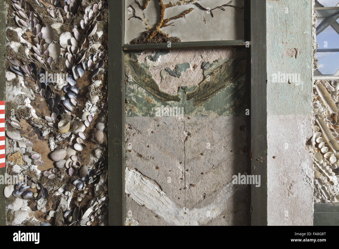 Detail of part of the decoration in bay three of the Shell Gallery at A ...