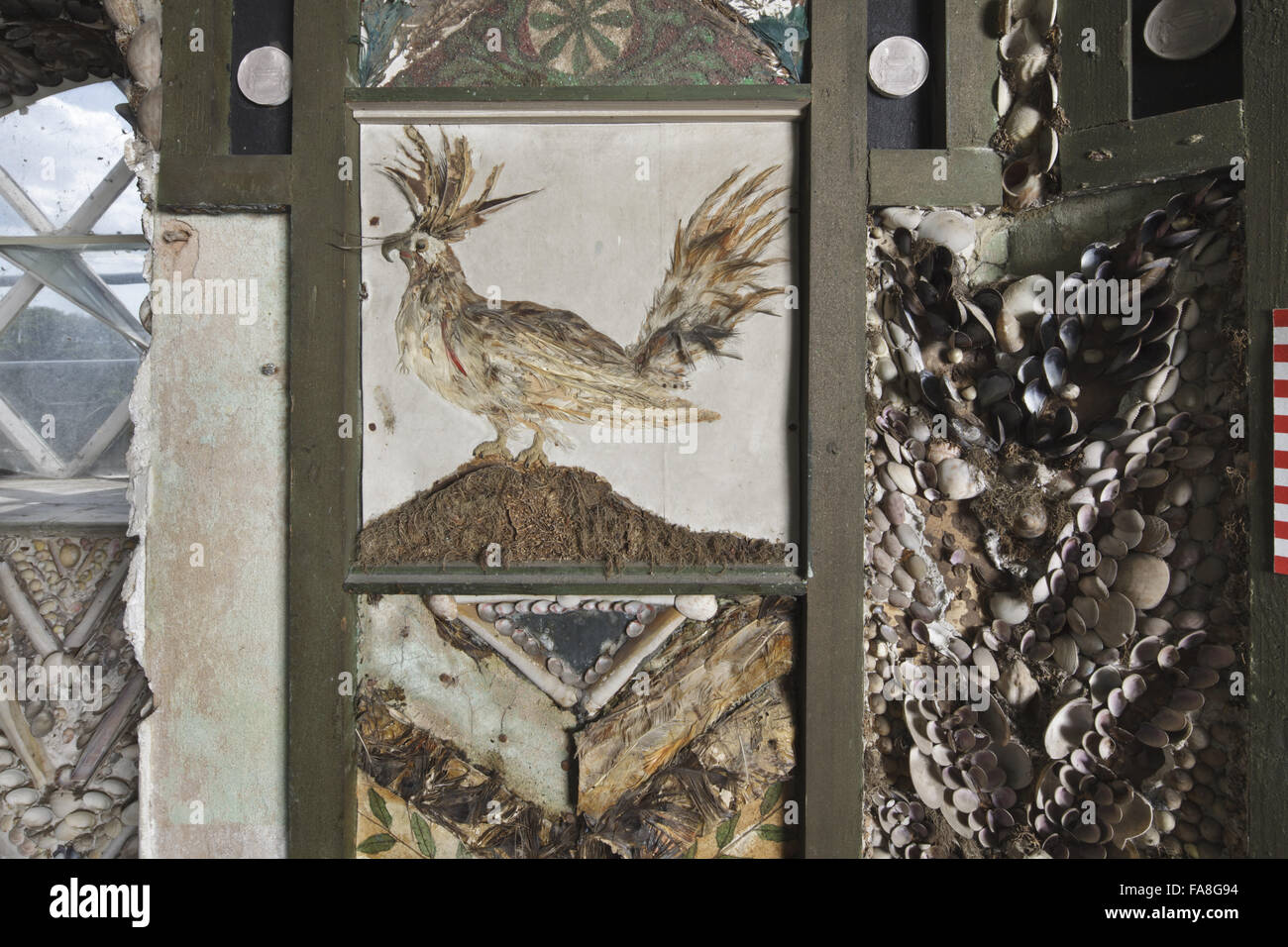 Detail of part of the decoration in bay three of the Shell Gallery at A ...