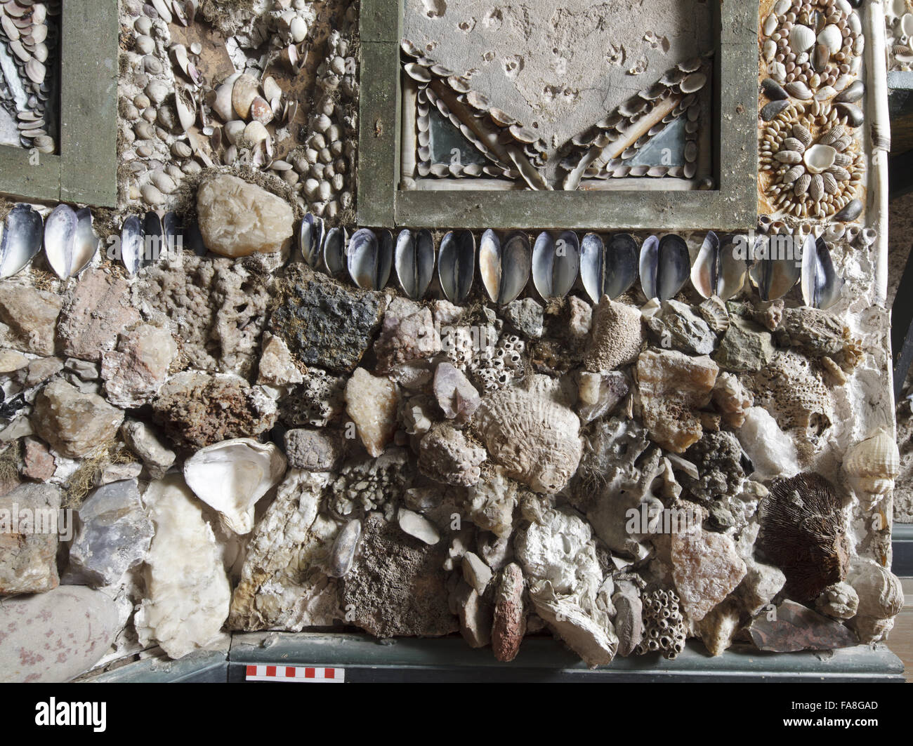 Detail of part of the decoration in bay two of the Shell Gallery at A ...