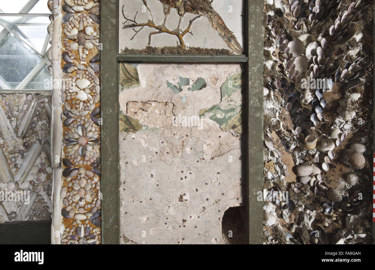 Detail of part of the decoration in bay two of the Shell Gallery at A ...