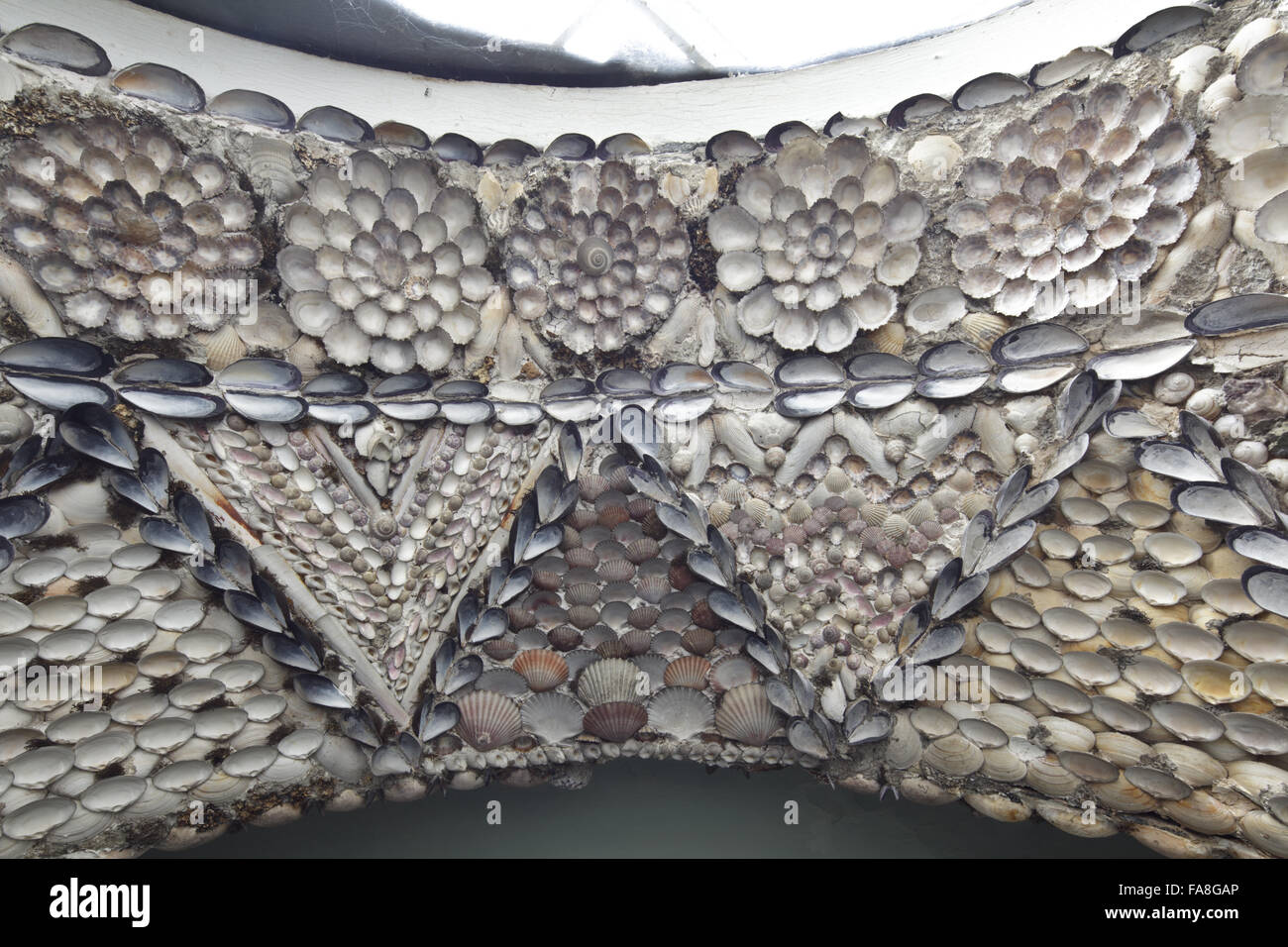 Detail of part of the decoration in bay two of the Shell Gallery at A ...
