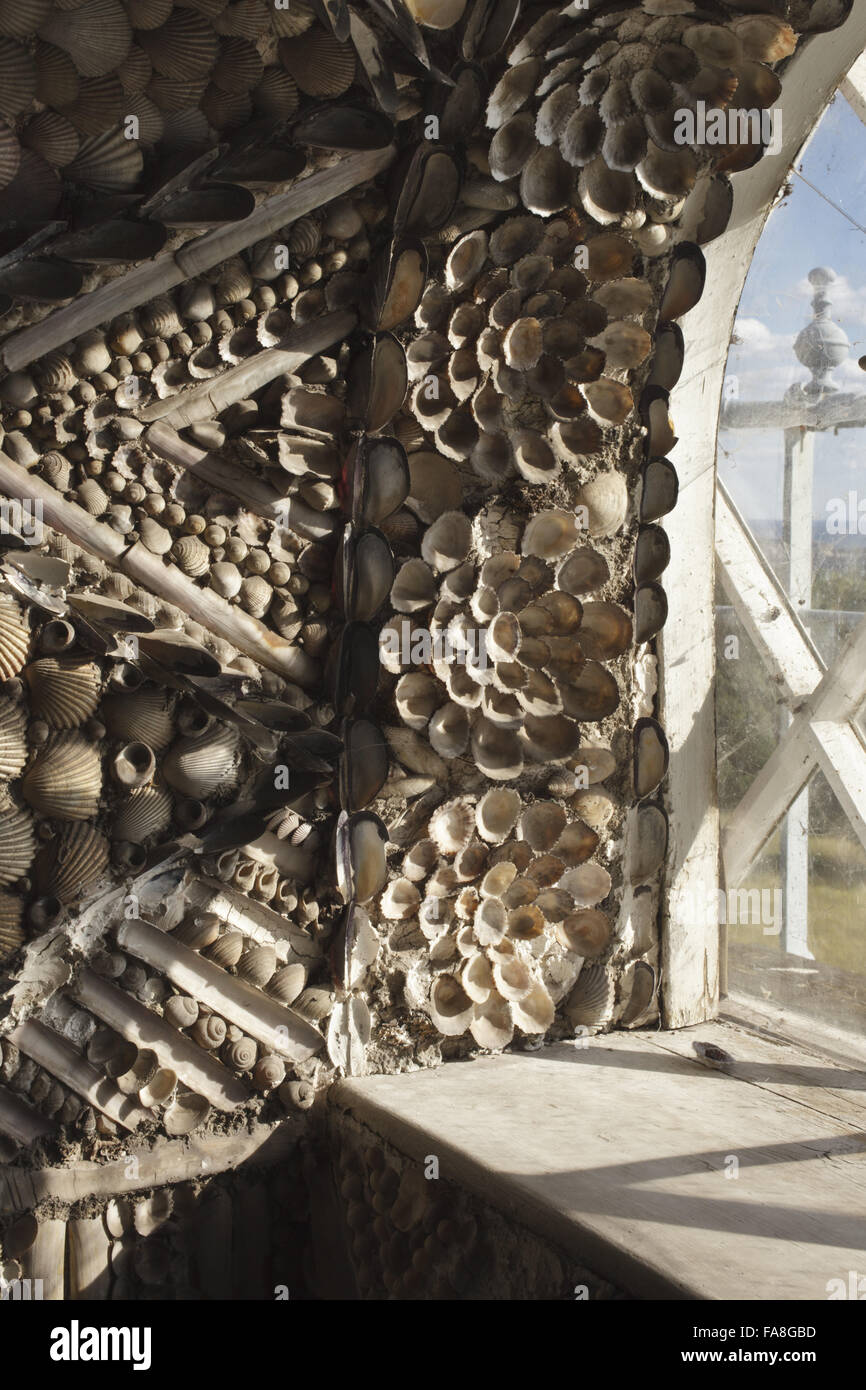 Detail of part of the decoration in the Shell Gallery at A la Ronde ...