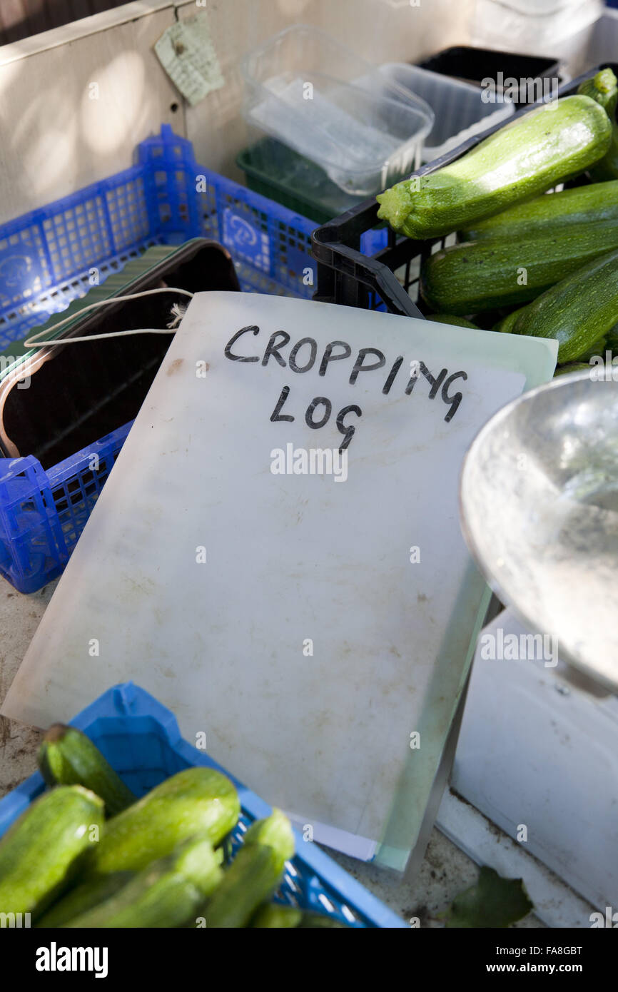 The cropping log for the produce grown on the community kitchen garden ...
