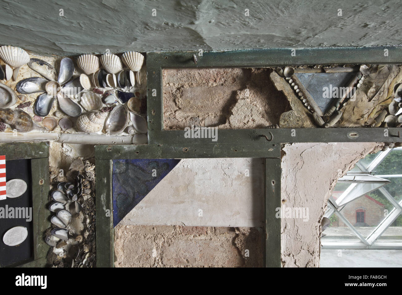 Detail of part of the decoration in bay eight of the Shell Gallery at A ...