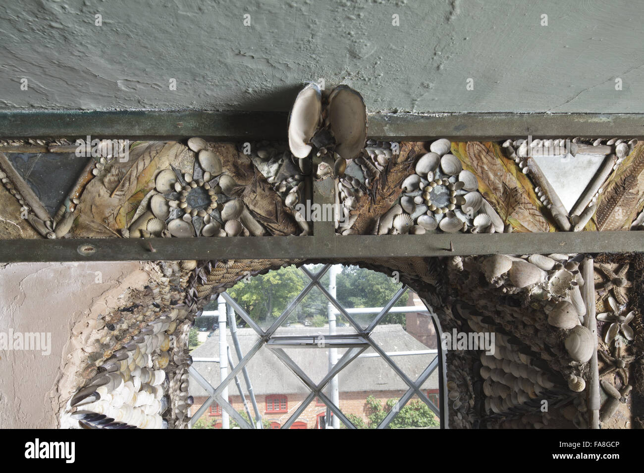 Detail of part of the decoration in bay eight of the Shell Gallery at A ...