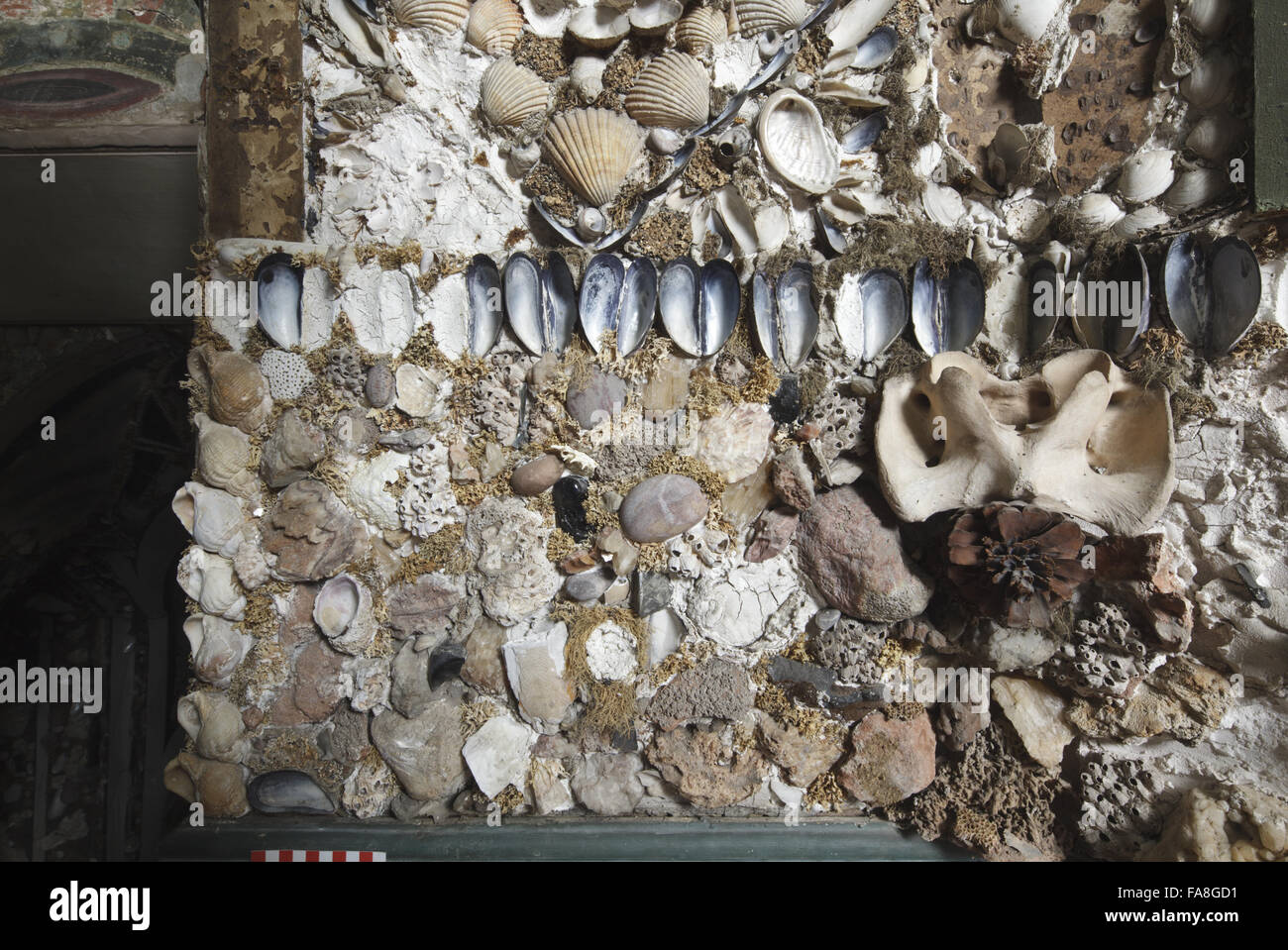 Detail of part of the decoration in bay eight of the Shell Gallery at A ...