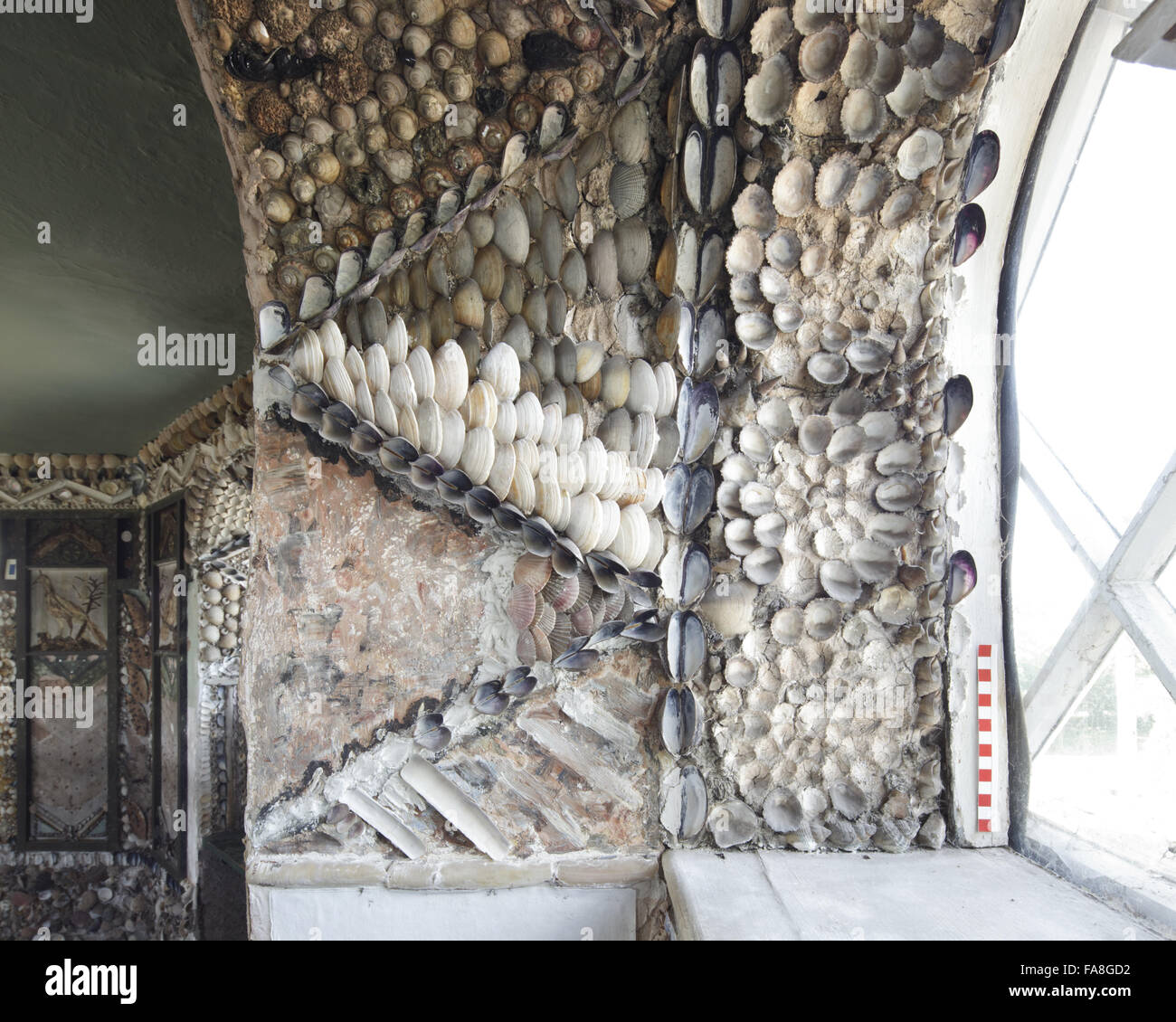Detail of part of the decoration in bay eight of the Shell Gallery at A ...