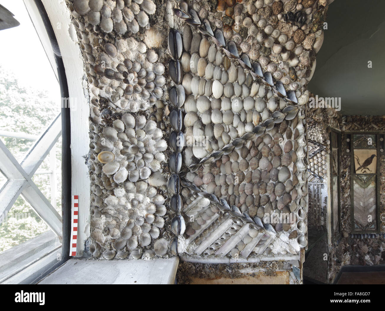 Detail of part of the decoration in bay eight of the Shell Gallery at A ...