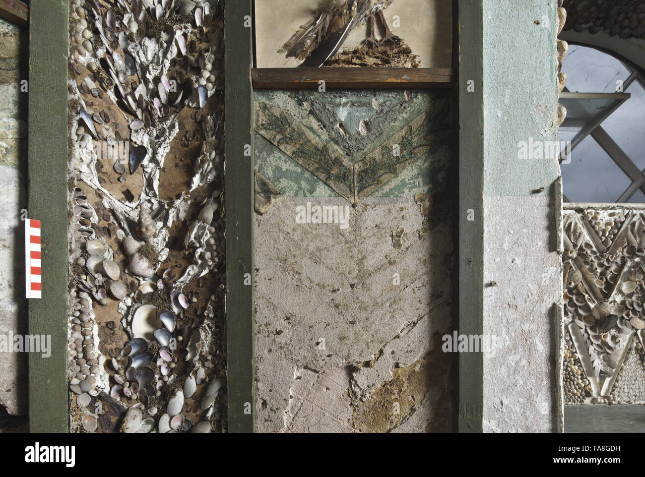Detail of part of the decoration in bay five of the Shell Gallery at A ...