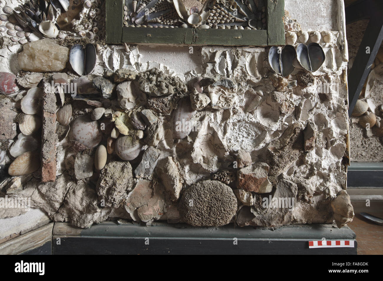 Detail of part of the decoration in bay five of the Shell Gallery at A ...