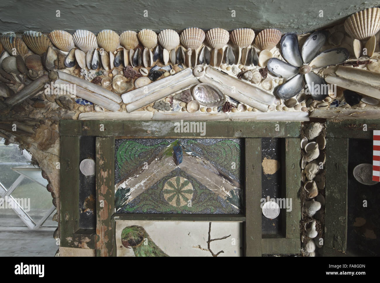 Detail of part of the decoration in bay five of the Shell Gallery at A ...