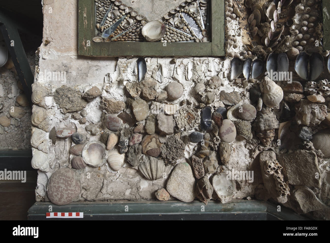 Detail of part of the decoration in bay five of the Shell Gallery at A ...