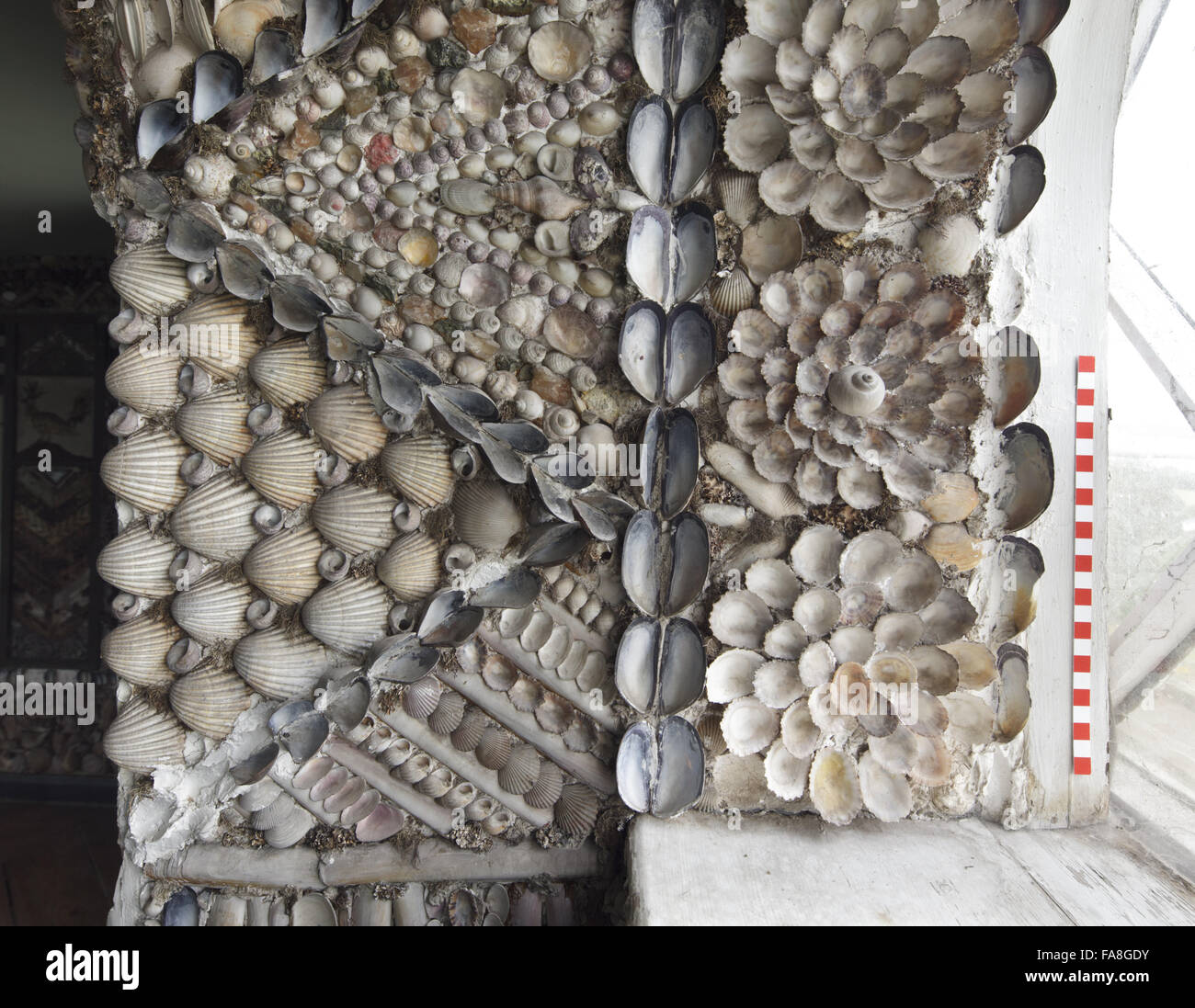 Detail of part of the decoration in bay five of the Shell Gallery at A ...