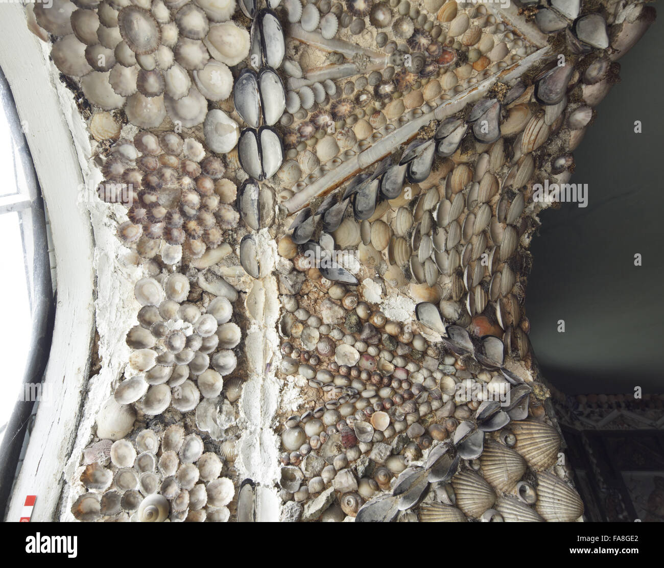 Detail of part of the decoration in bay five of the Shell Gallery at A ...