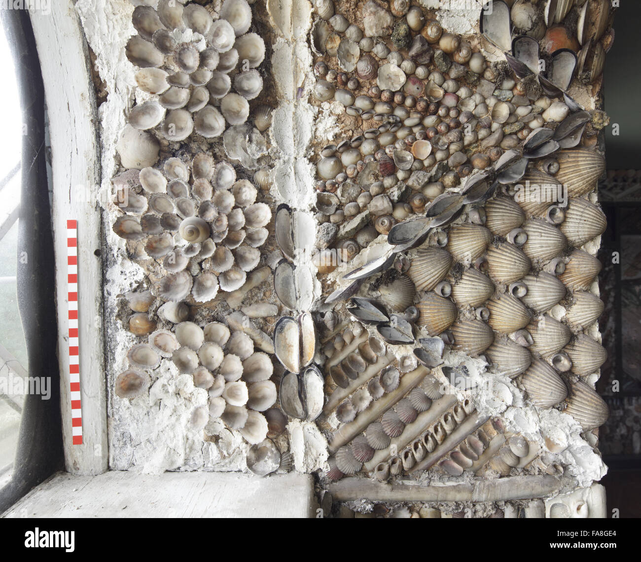 Detail of part of the decoration in bay five of the Shell Gallery at A ...