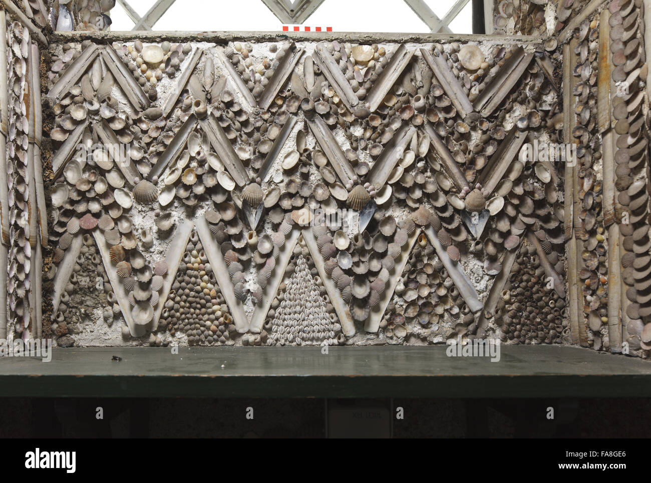 Detail of part of the decoration in bay five of the Shell Gallery at A ...