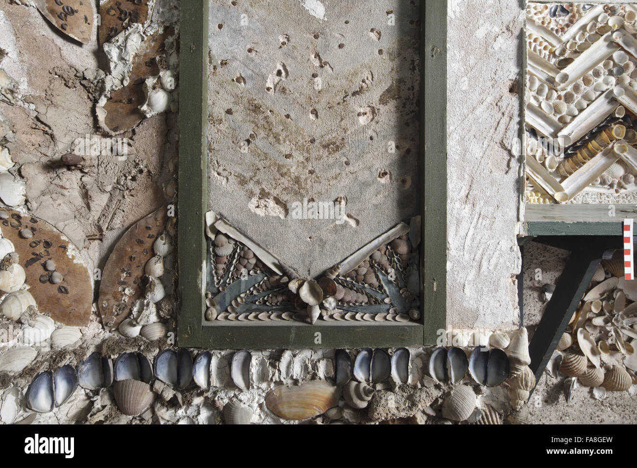 Detail of part of the decoration in bay seven of the Shell Gallery at A ...