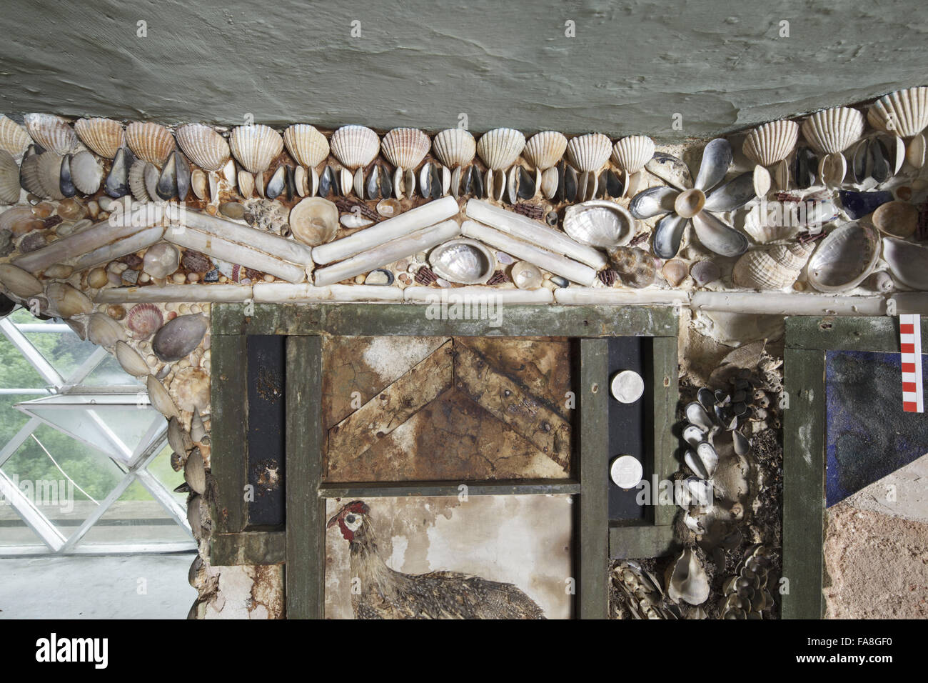 Detail of part of the decoration in bay seven of the Shell Gallery at A ...