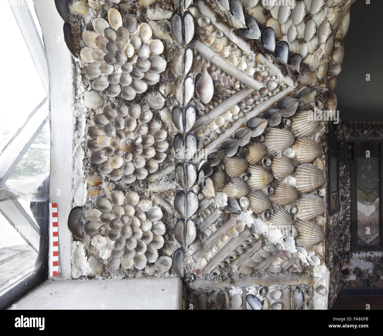 Detail of part of the decoration in bay seven of the Shell Gallery at A ...