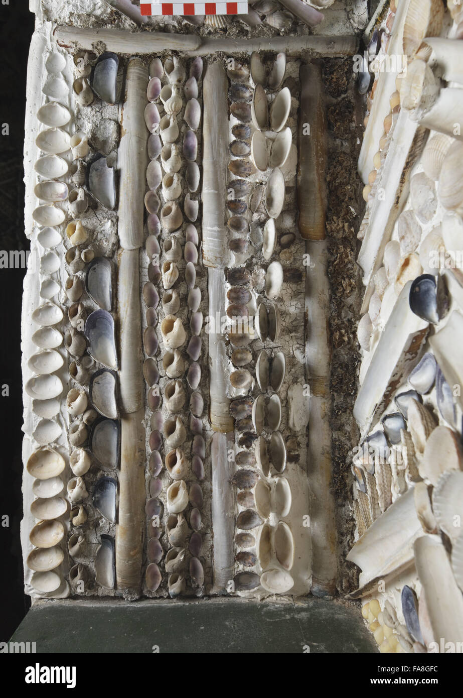 Detail of part of the decoration in bay seven of the Shell Gallery at A ...