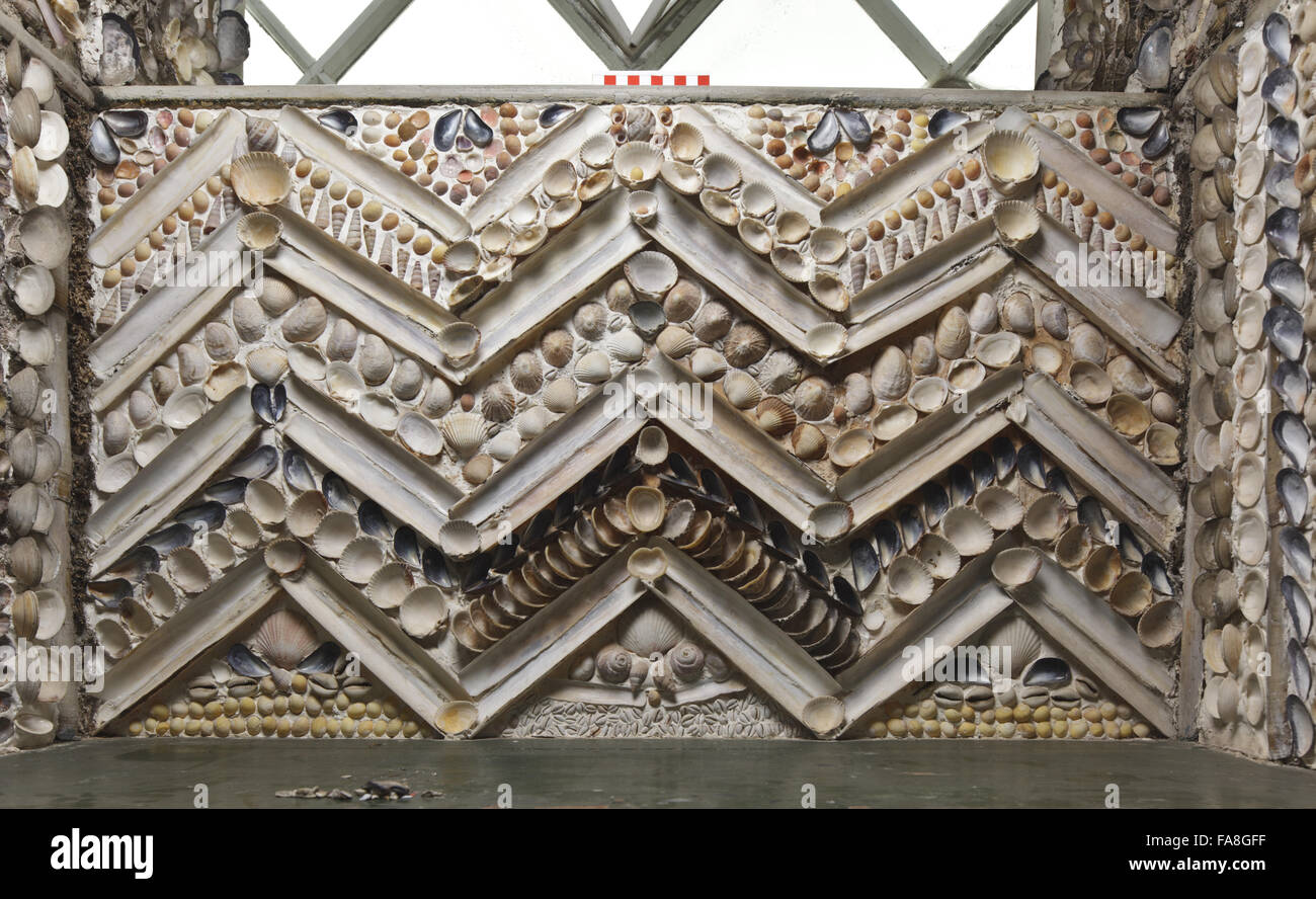 Detail of part of the decoration in bay seven of the Shell Gallery at A ...