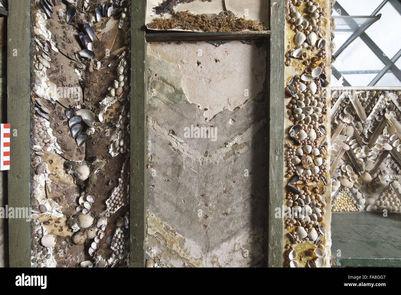 Detail of part of the decoration in bay six of the Shell Gallery at A ...