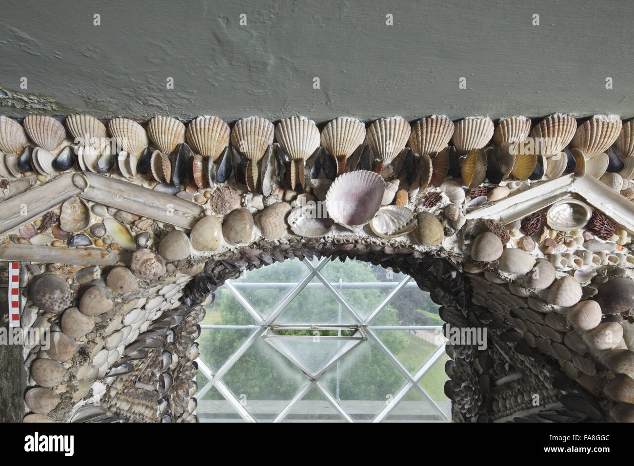 Detail of part of the decoration in bay six of the Shell Gallery at A ...