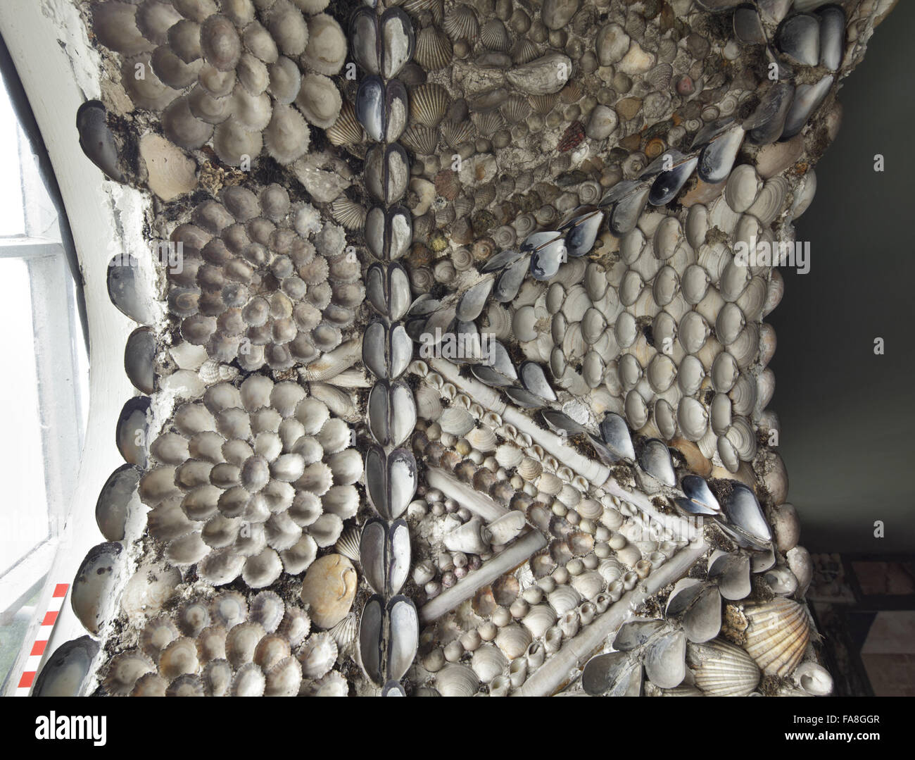 Detail of part of the decoration in bay six of the Shell Gallery at A ...