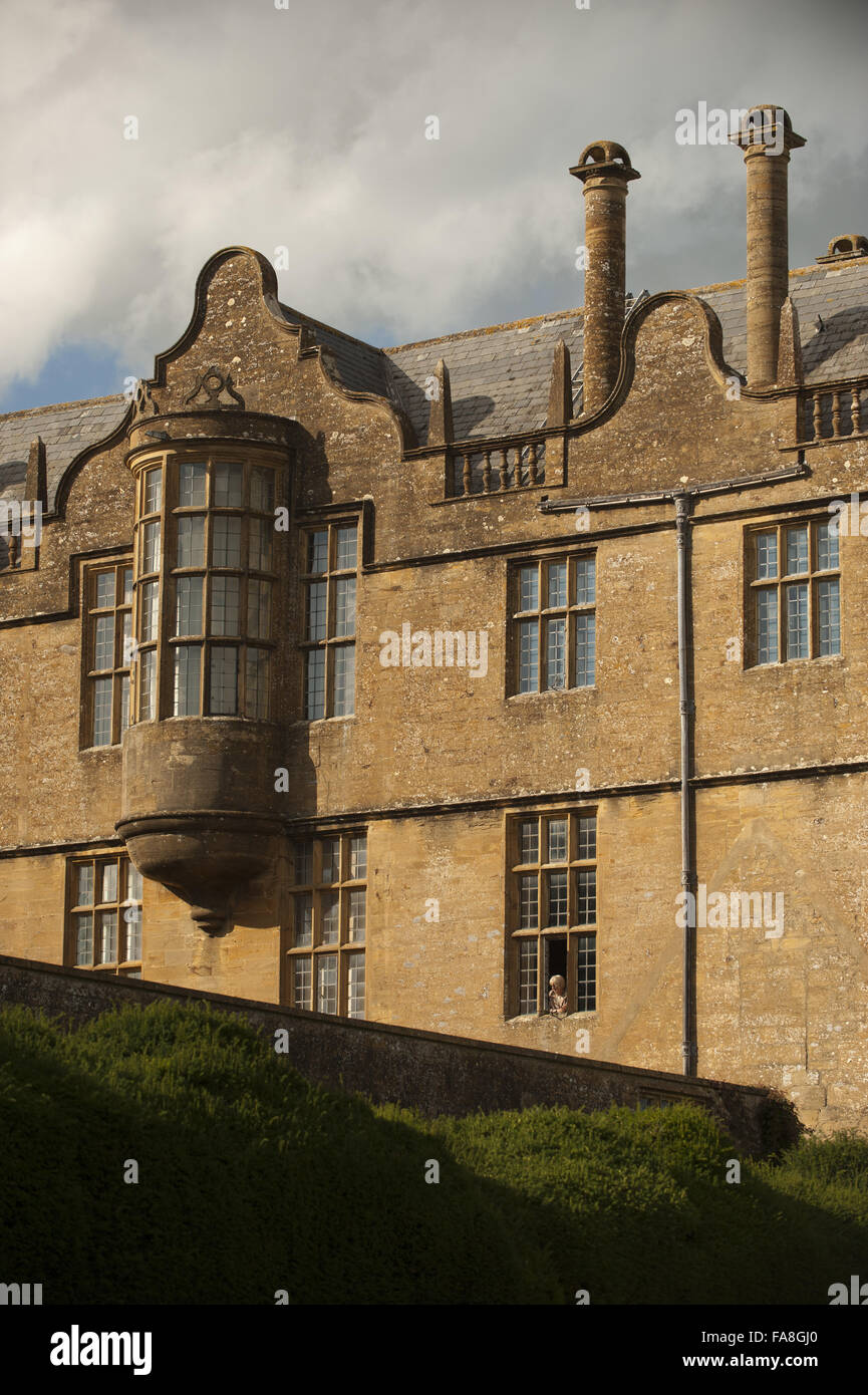 The oriel window on the south front at Montacute House, Somerset Stock ...
