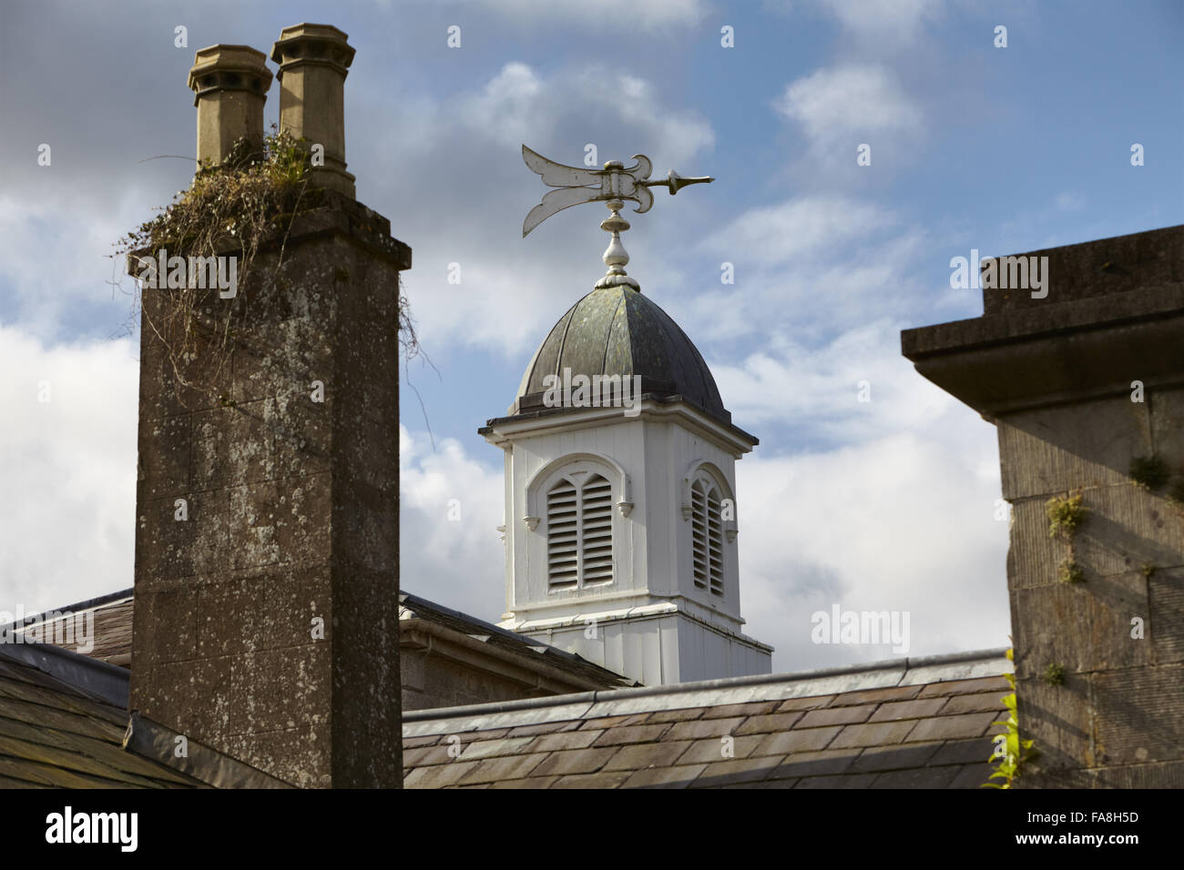 Clock tower with weathervane on the stable block at The Argory, County ...