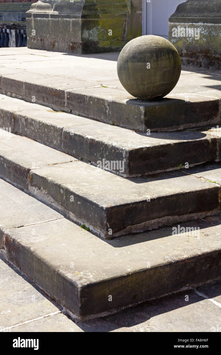 Detail of steps leading to the main entrance door on the north front of ...