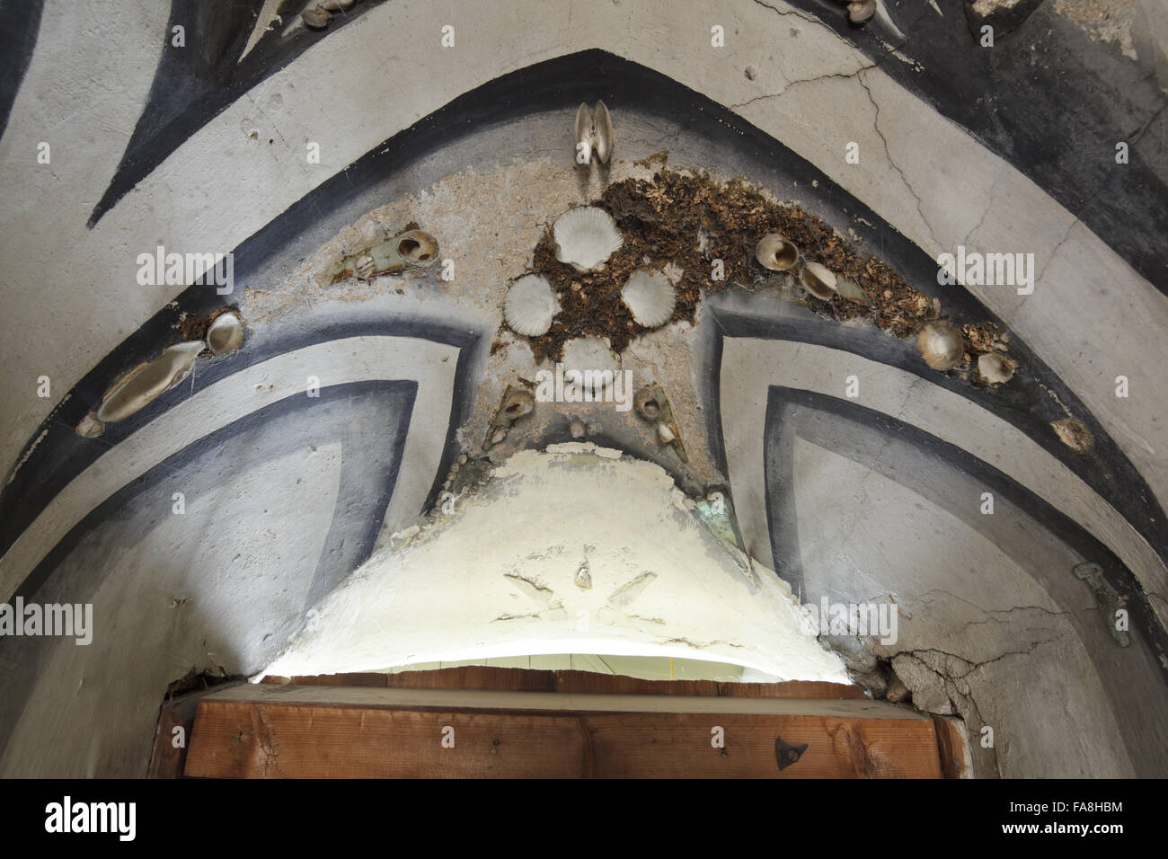 Detail of part of the decoration on the lower stairs of the Shell ...
